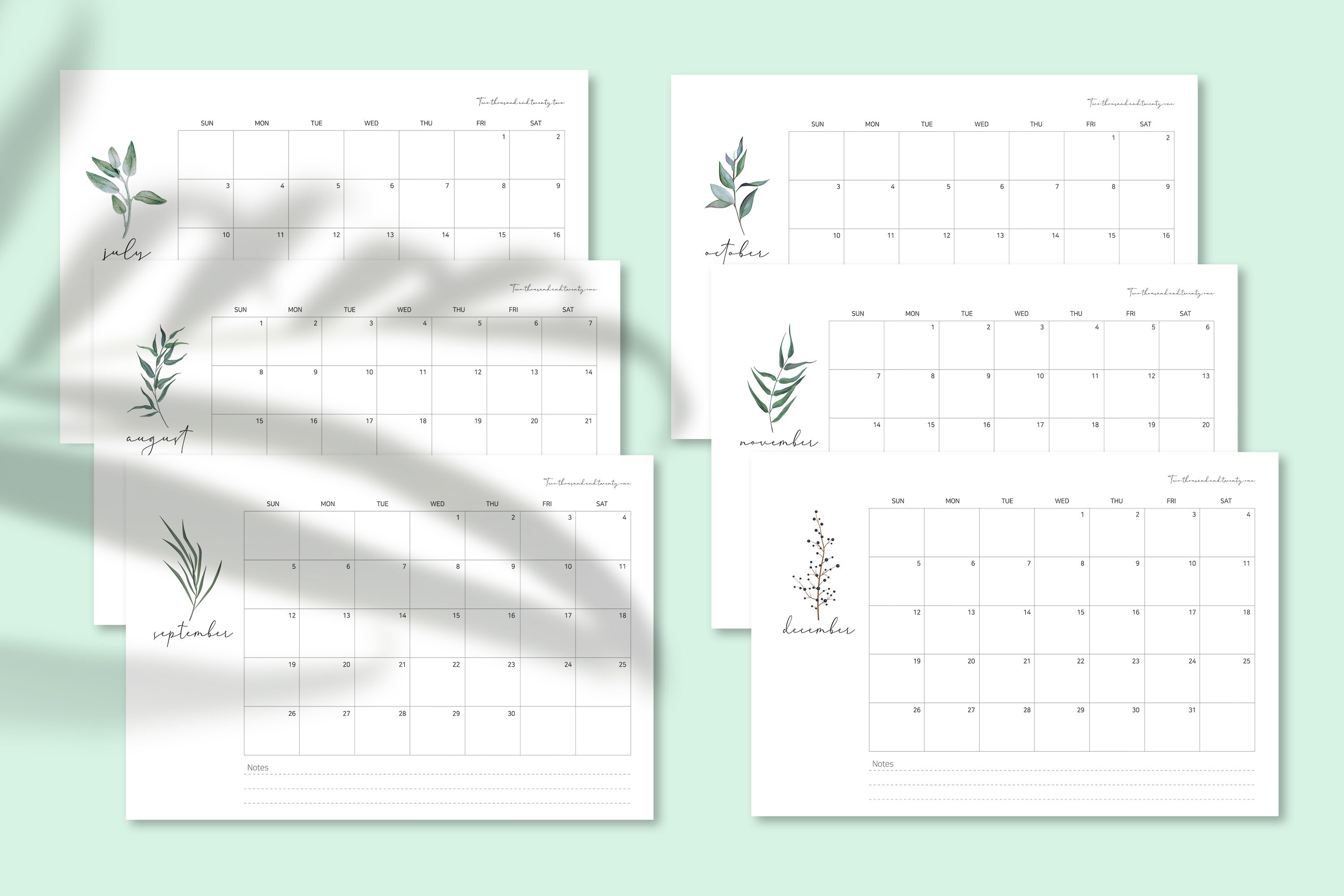 2022 Calendar Printable Botanical Calendar Template Desk - Etsy Canada