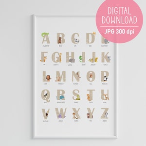DIGITAL DOWNLOAD, ABC Wall Art Alphabet Poster Alphabet Print Printable ...
