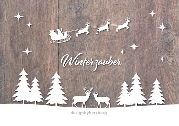 Plotterdatei Winterzauber Winterlandschaft Svg Dxf | Etsy