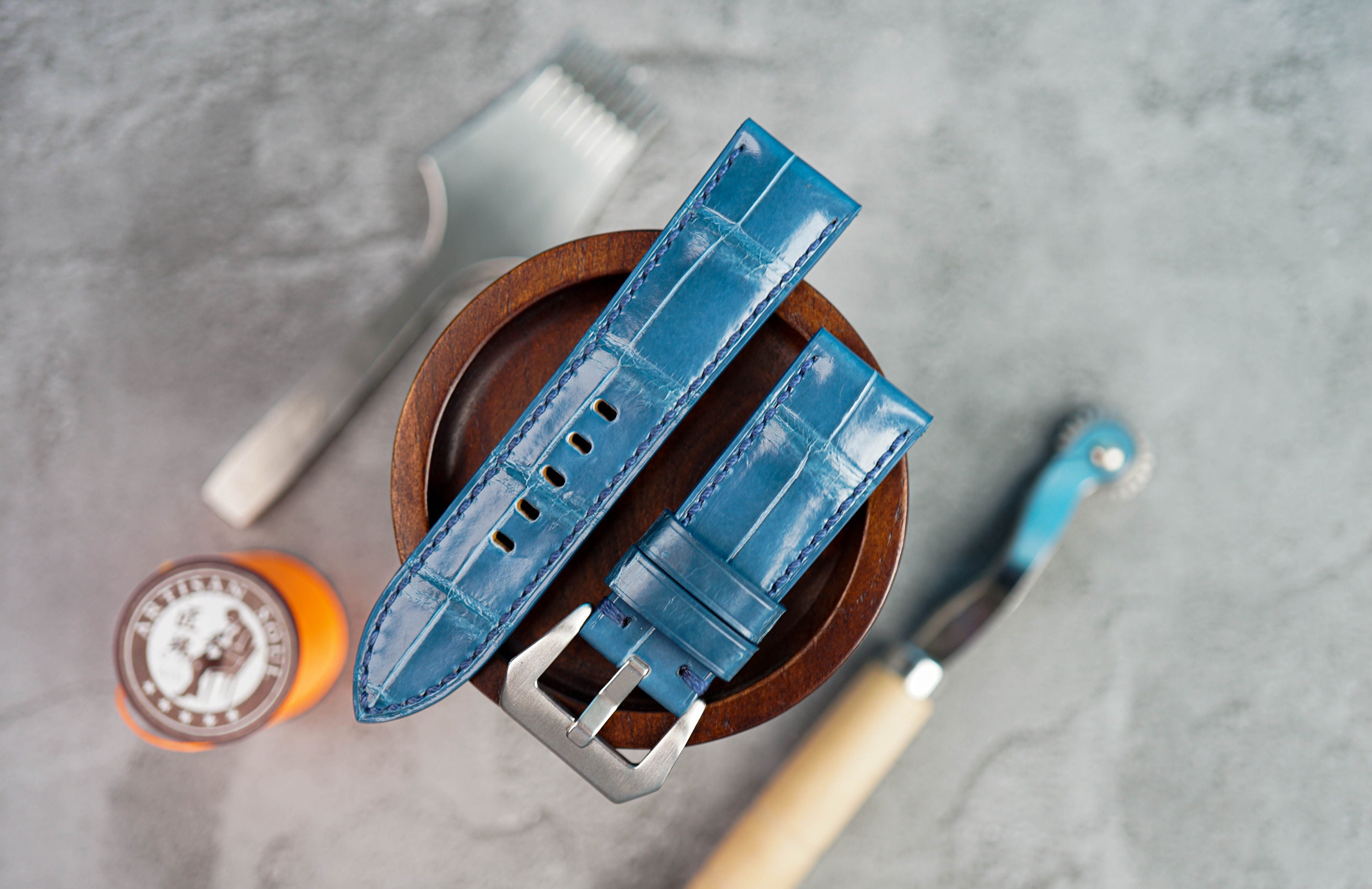 Bespoke Blue Exotic Leather Watch Strap Handmade Custom Watch - Etsy