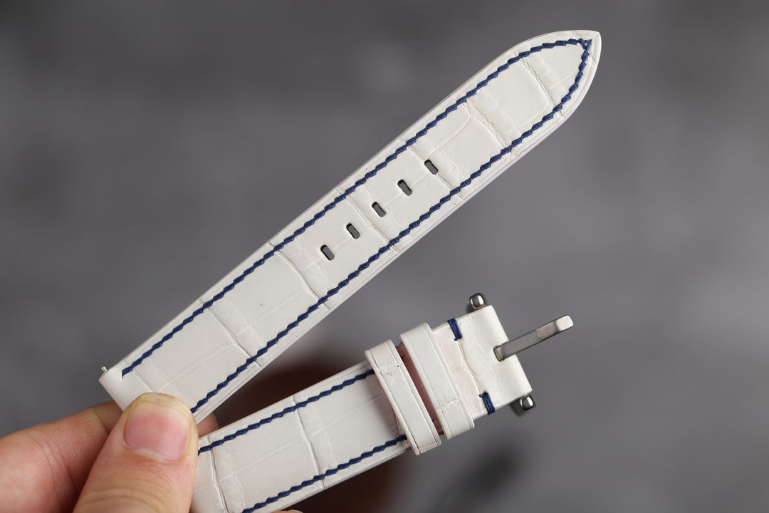 Handmade White Leather Watch Strap, Genuine Leather Watch Band, Panerai ...