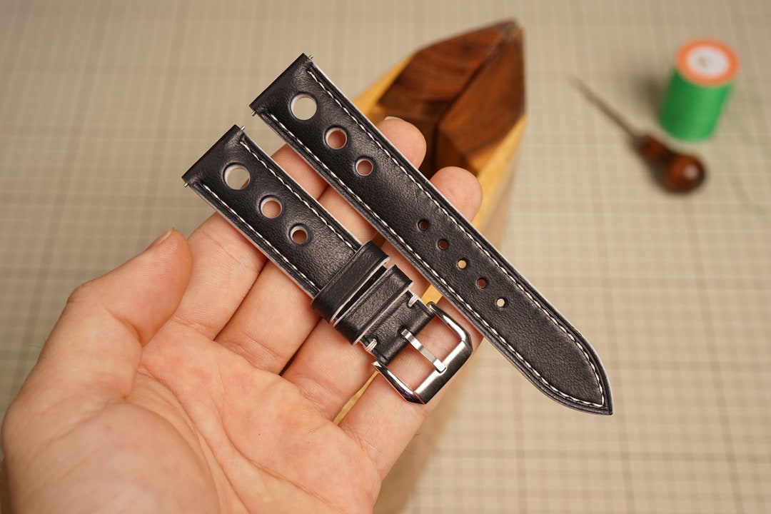 Handmade White Black Rally Racing Watch Strap, Diver Watch Band 16mm ...