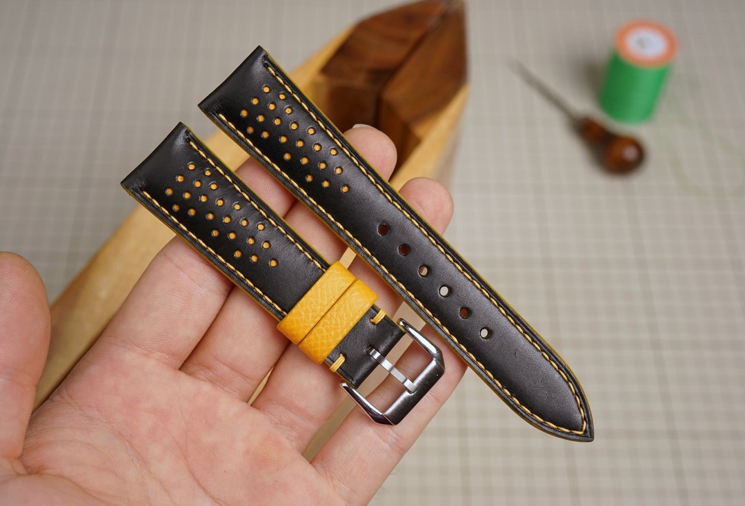 Handmade Yellow Black Rally Racing Watch Strap, Omega Watch Strap ...