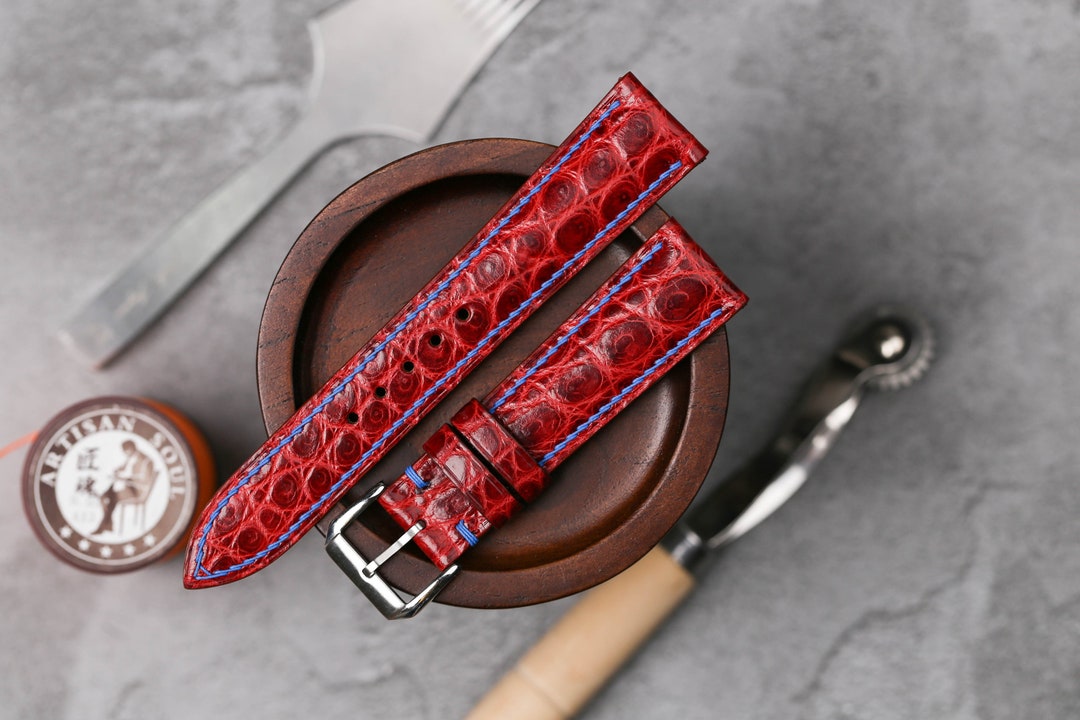 Custom Red Leather Watch Band, Vintage Watch Strap 16mm,18mm,19mm,20mm ...