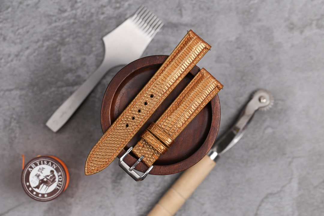 Custom Bronze Leather Watch Strap, Vintage Watch Strap, Slim Watch Band ...