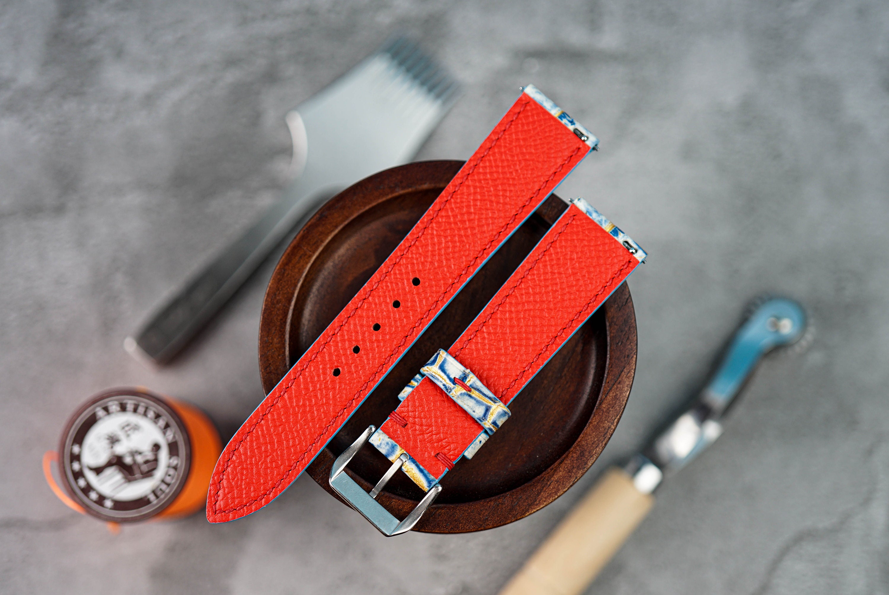 Bespoke Blue Red Exotic Leather Watch Strap Custom Watch Band - Etsy