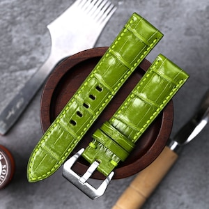 Handmade Green Leather Watch Strap for Panerai 20mm 22mm 24mm 26mm - Etsy