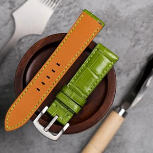 Bespoke Green Exotic Leather Watch Straps, Custom Watch Band 16mm,18mm ...
