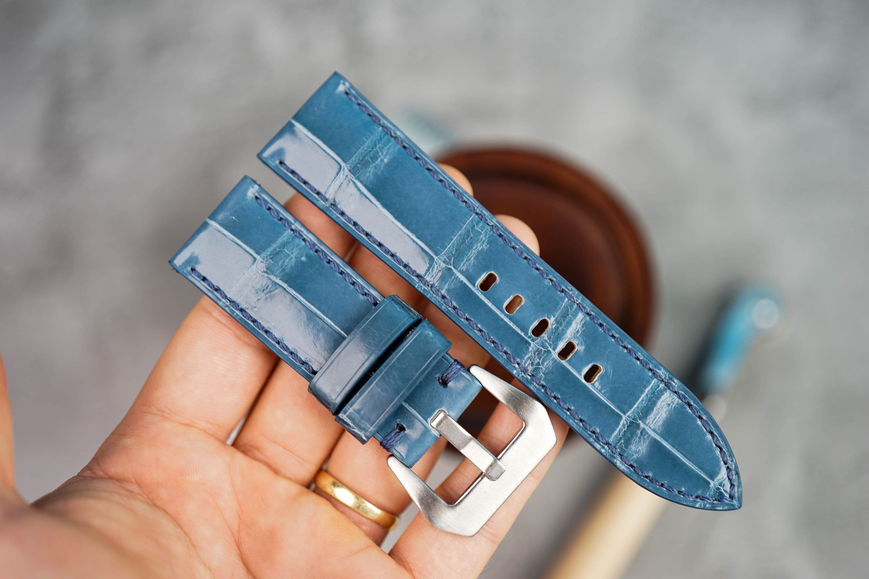 Bespoke Blue Exotic Leather Watch Strap Handmade Custom Watch - Etsy