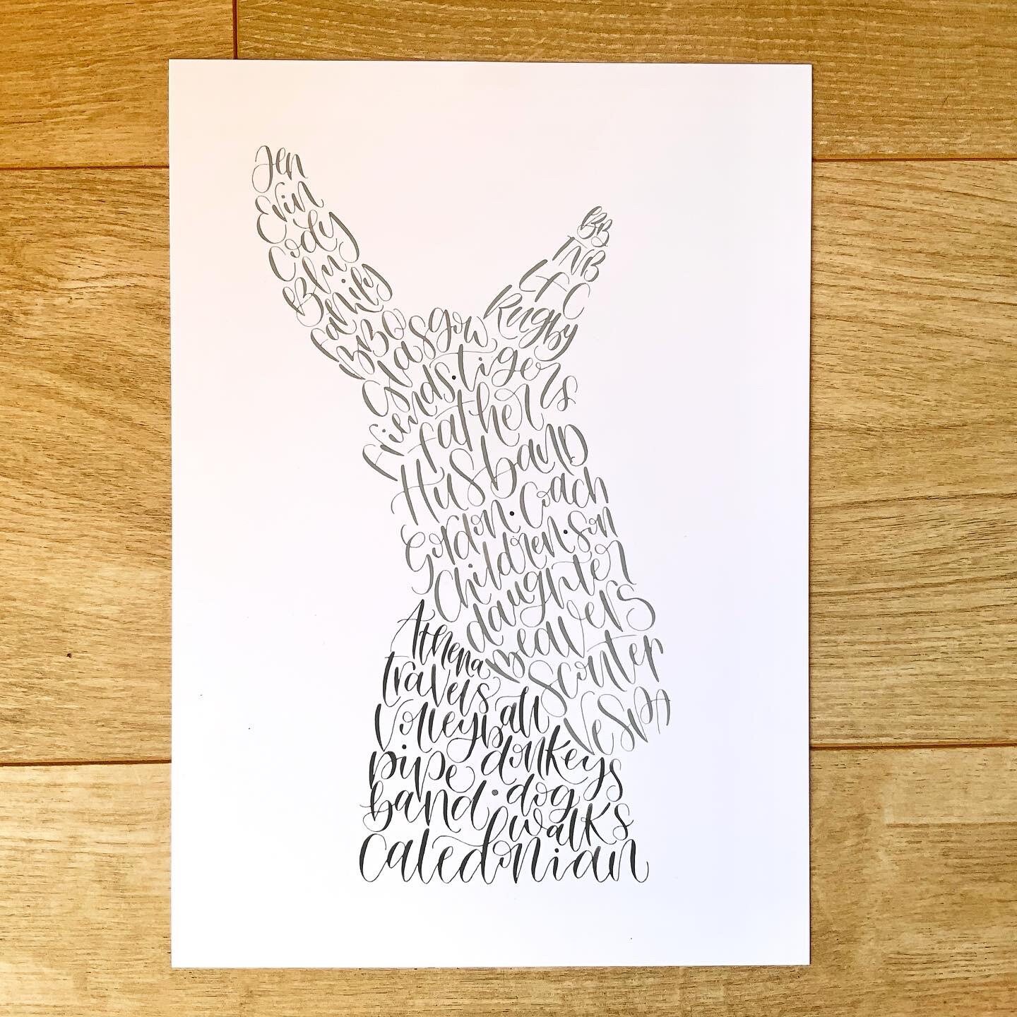 Personalised Calligram Word Shape Bespoke Hand Lettered - Etsy