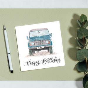 Blue Land Rover Illustrated Personalised Number Plate Happy Birthday ...