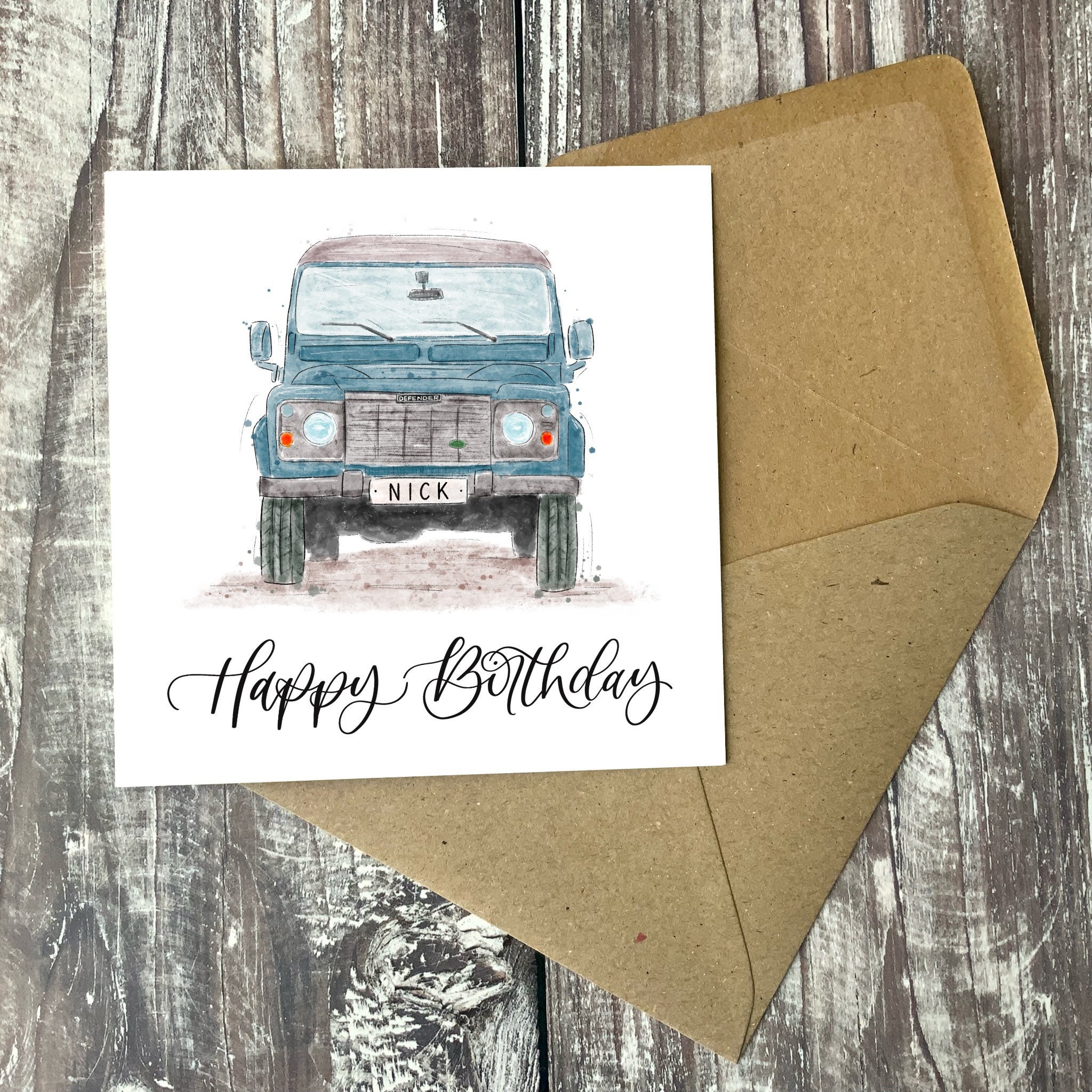 Blue Land Rover Illustrated Personalised Number Plate Happy - Etsy UK