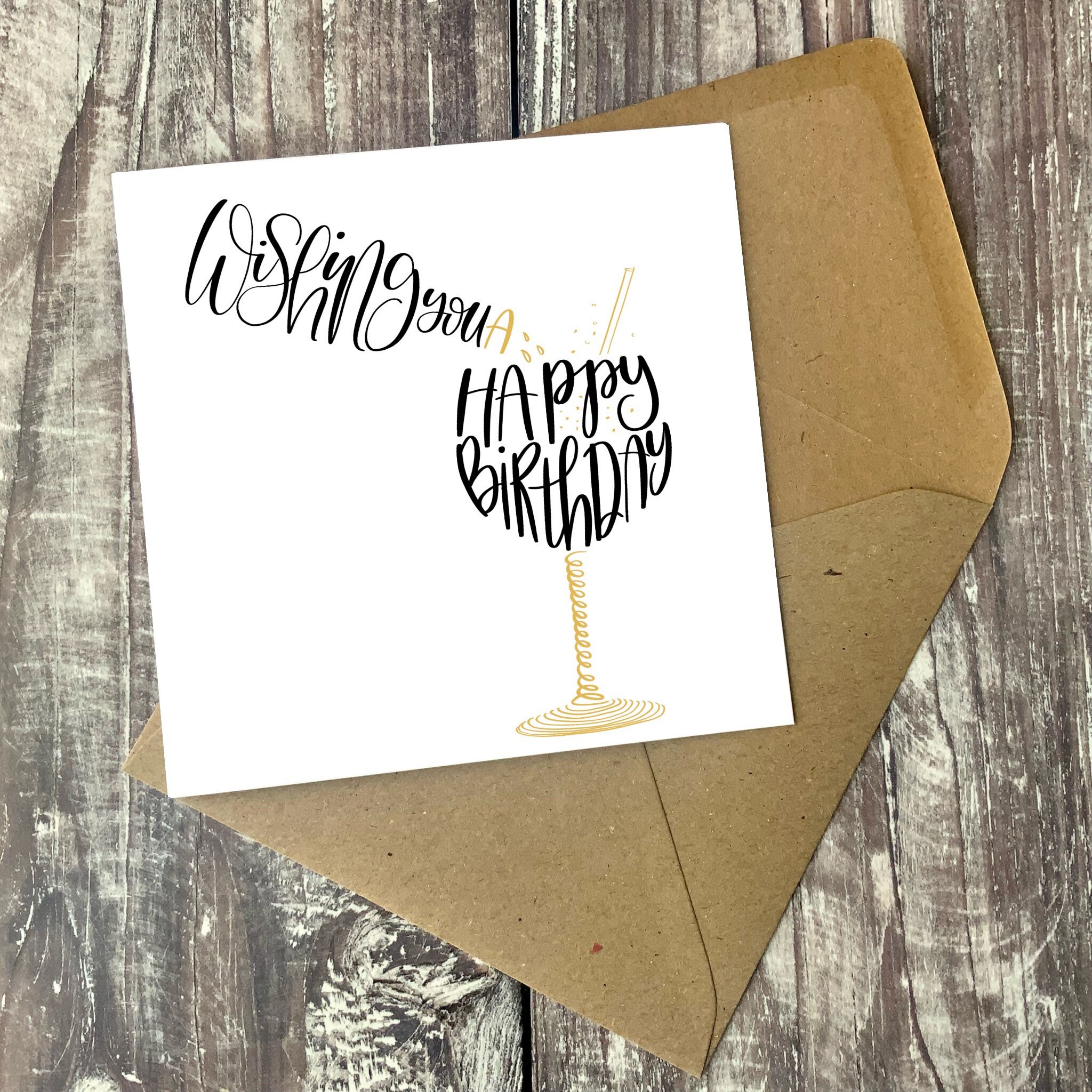 Wishing You A Happy Birthday Gin Glass and Bottle Hand Made - Etsy