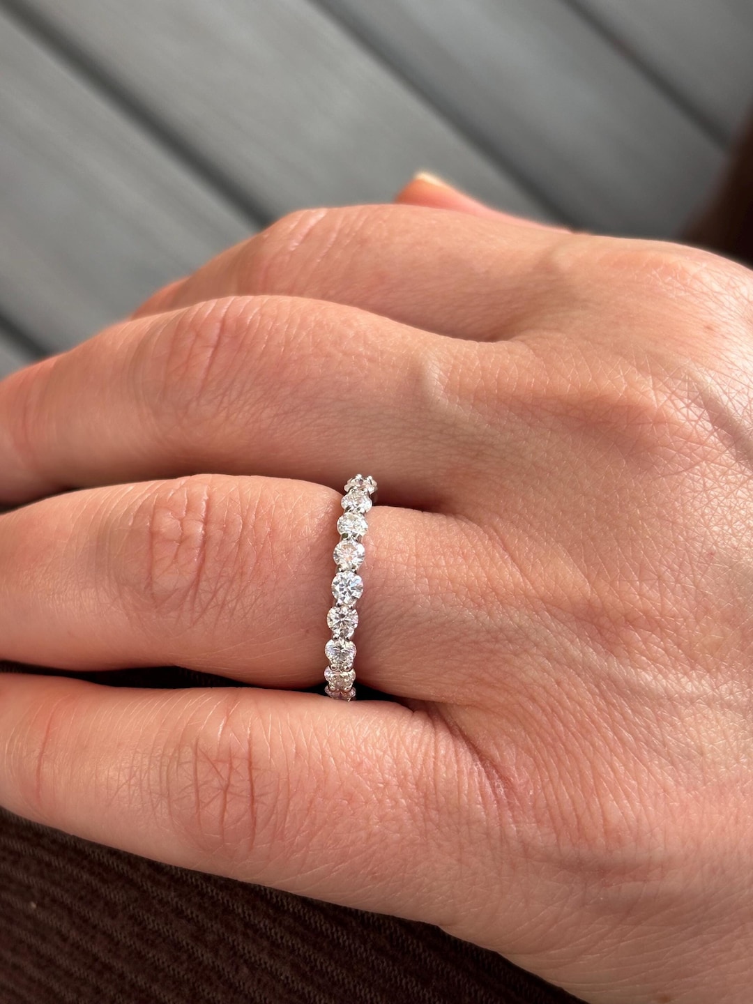 Moissanite Eternity Band Ring, 3MM Diamond Full Eternity Band Ring ...