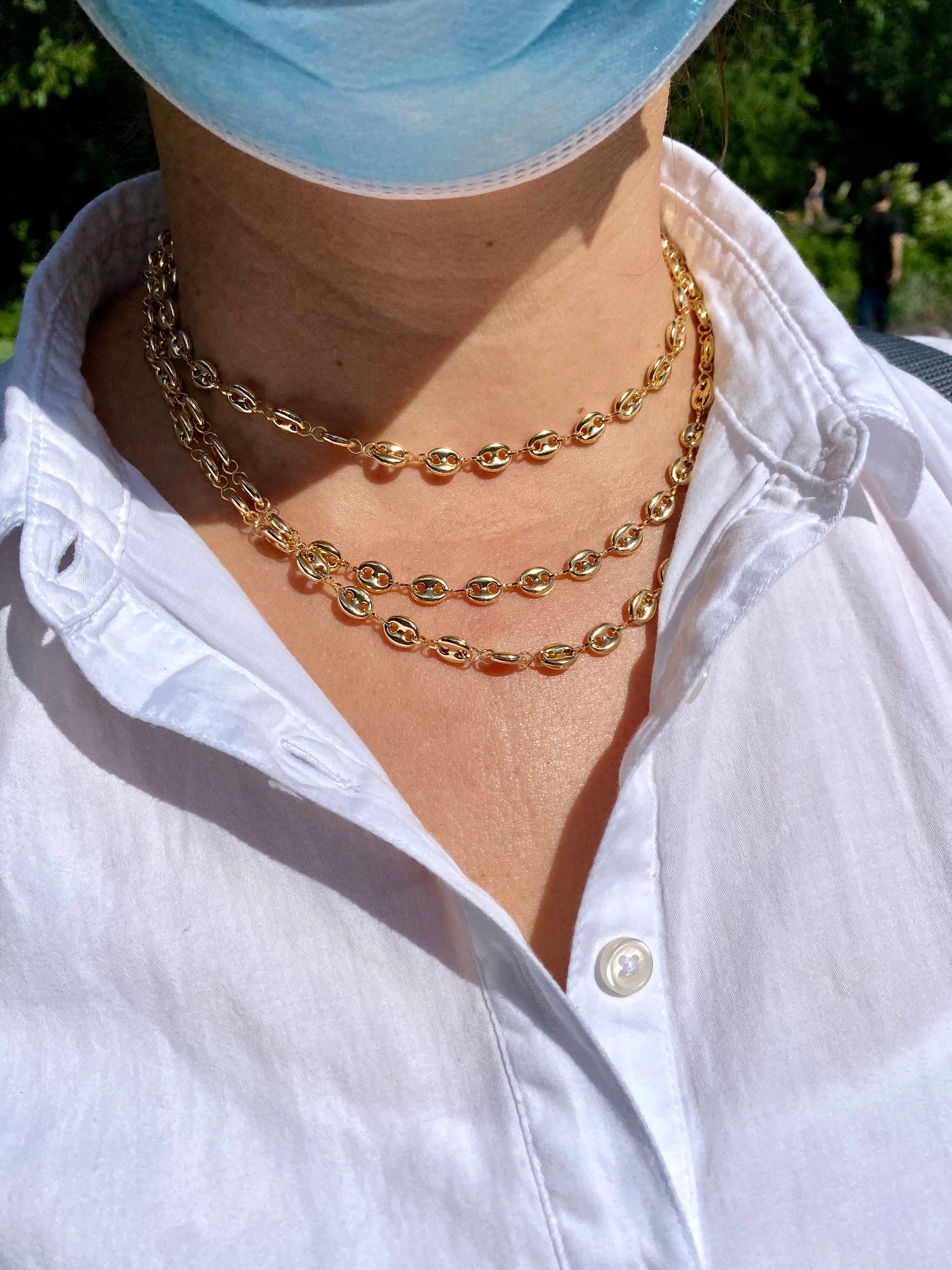 18K Gold Filled Mariner Chain Puffed Mariner Link Chain | Etsy