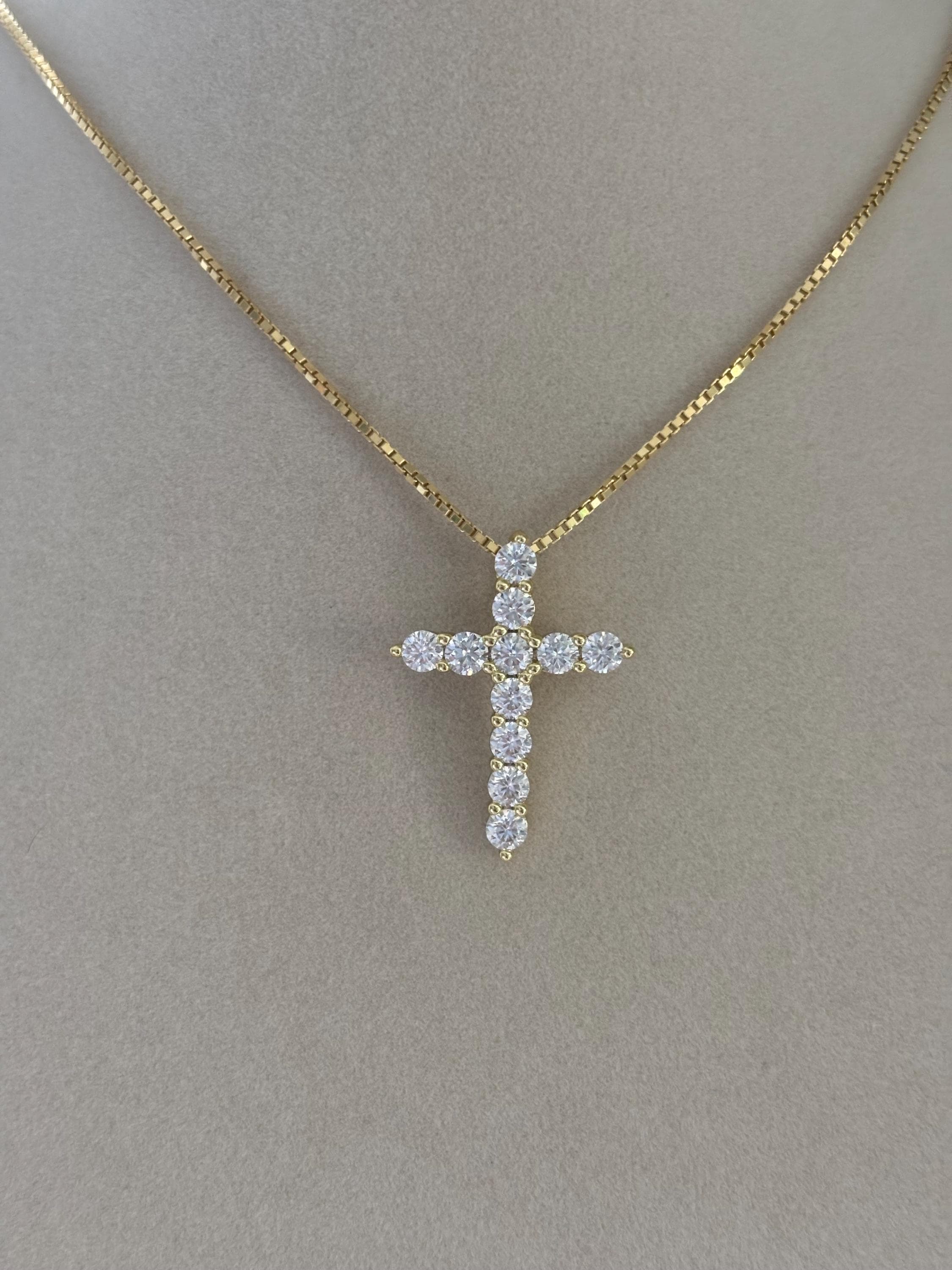 Moissanite Cross Necklace: Small VVS Diamond Alternative Pendant, 925 ...