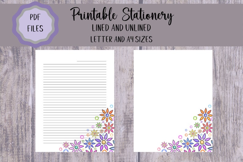 Printable Watercolor Daisy Doodles Stationery, Letter Writing Paper ...