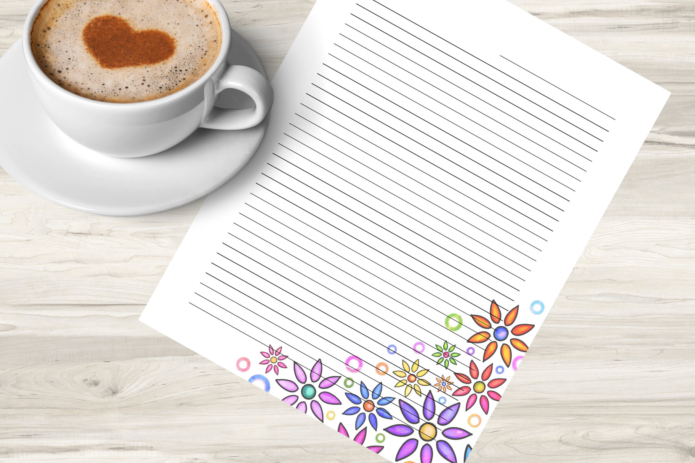 Printable Watercolor Daisy Doodles Stationery, Letter Writing Paper ...