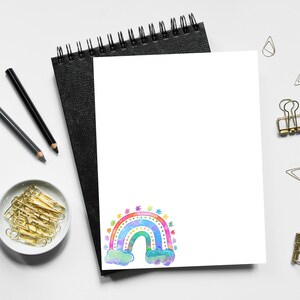 Printable Bright Watercolor BOHO Rainbow Stationery, Letter Writing ...