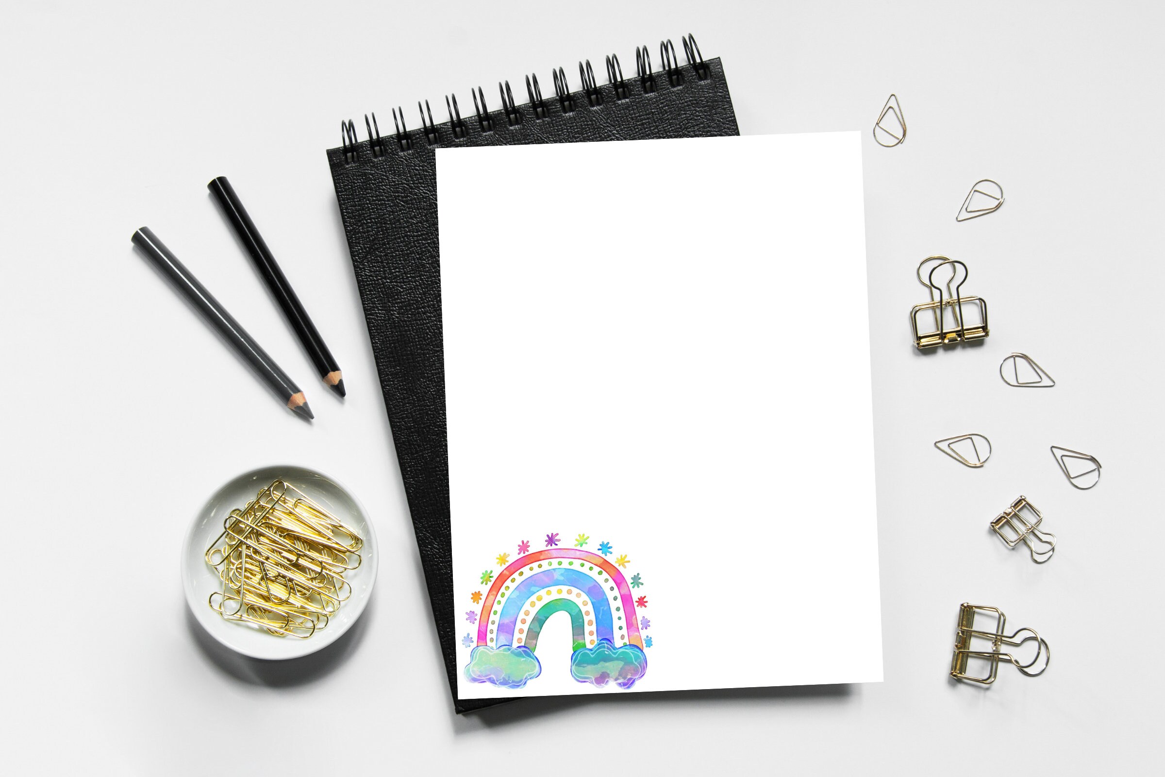 Printable Bright Watercolor BOHO Rainbow Stationery, Letter Writing ...