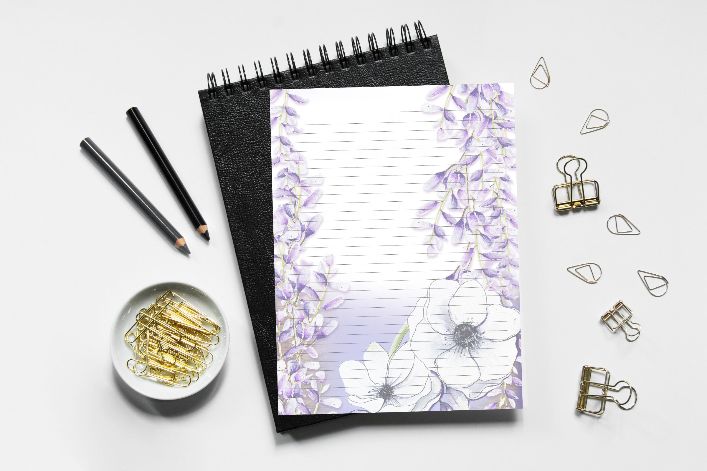 Printable Wisteria Vines Stationery, Letter Writing Paper, Digital Note ...