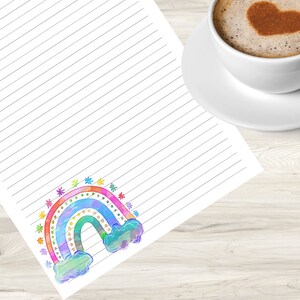 Printable Bright Watercolor BOHO Rainbow Stationery, Letter Writing ...