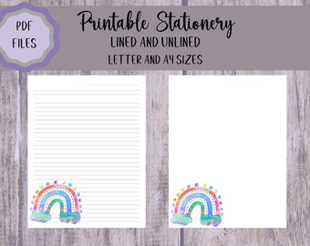 Rainbow Stationery Paper Set Watercolor Lined Letter Writing - Etsy