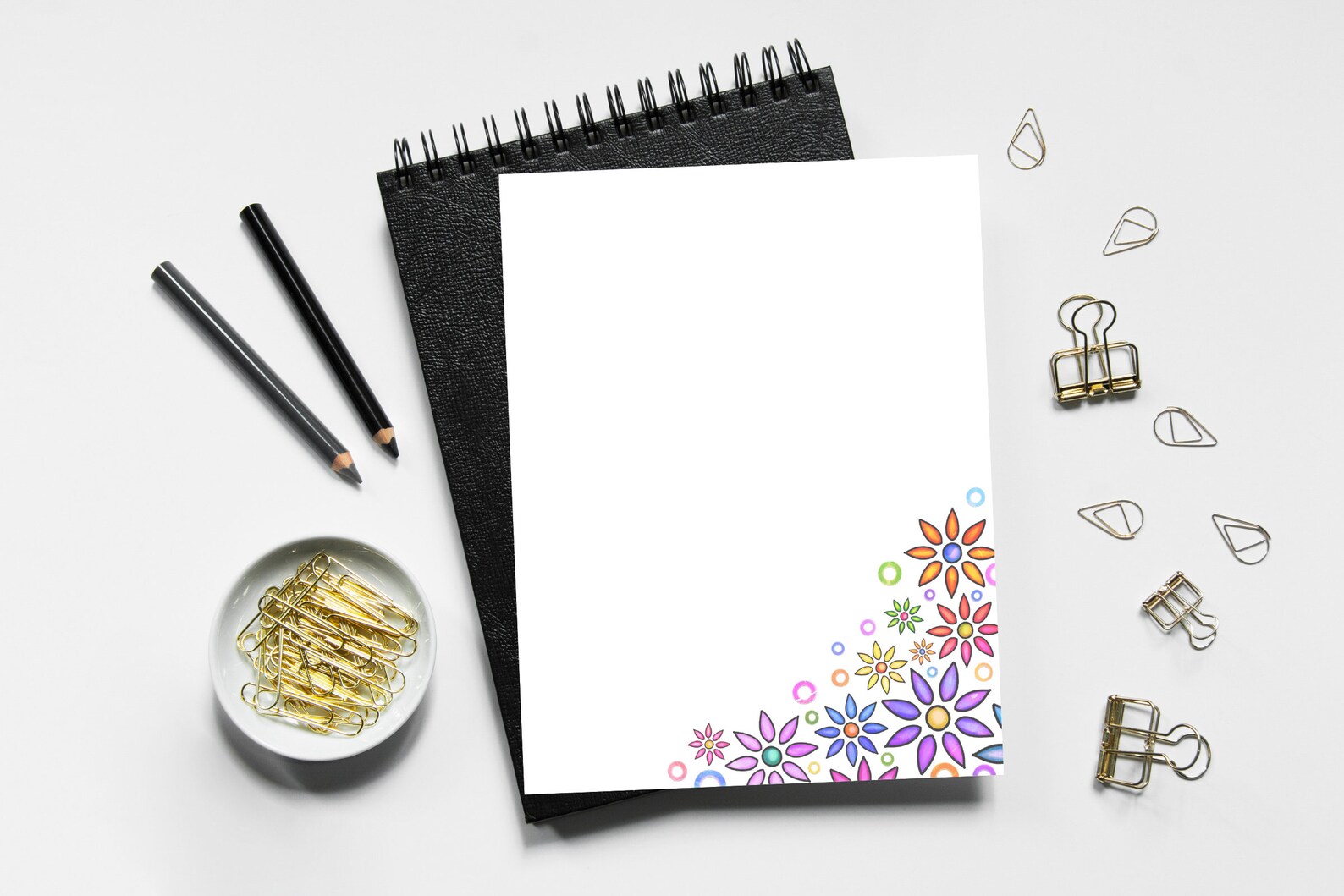 Printable Watercolor Daisy Doodles Stationery, Letter Writing Paper ...