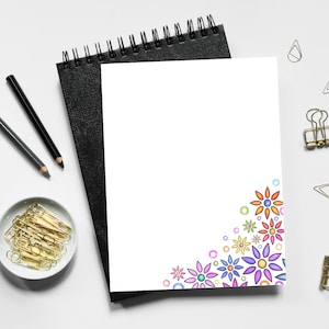 Printable Watercolor Daisy Doodles Stationery, Letter Writing Paper ...