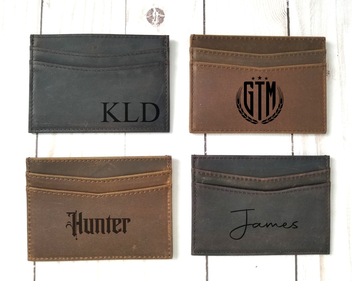 Minimalist Leather Card Holder Wallet: Personalized Slim Design - Etsy