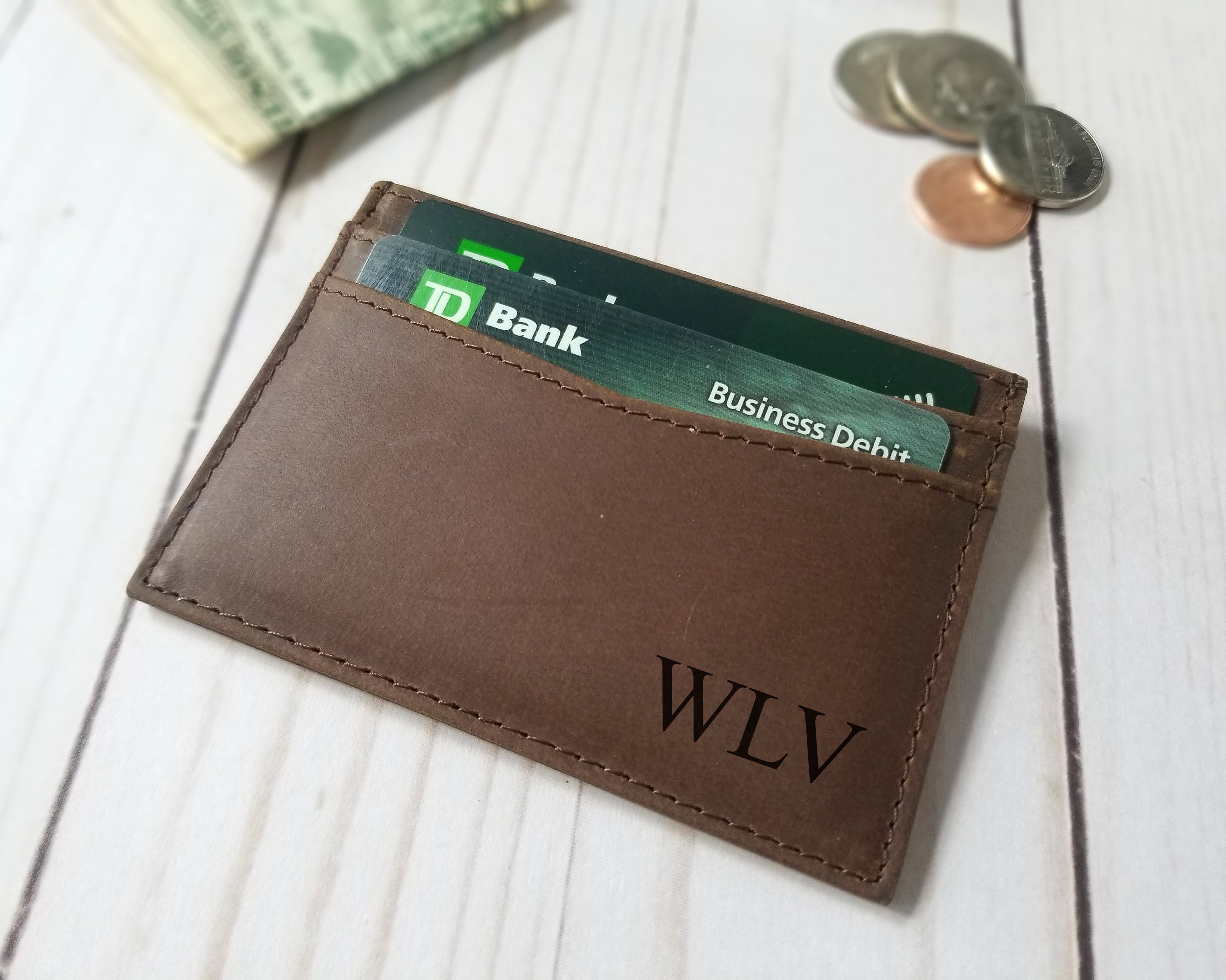 Minimalist Leather Card Holder Wallet: Personalized Slim Design - Etsy