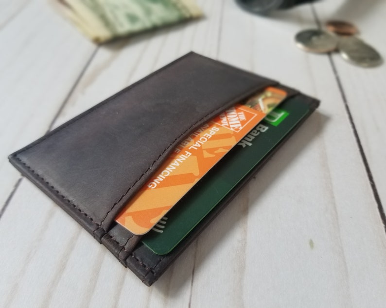 Minimalist Leather Card Holder Wallet: Personalized Slim Design - Etsy