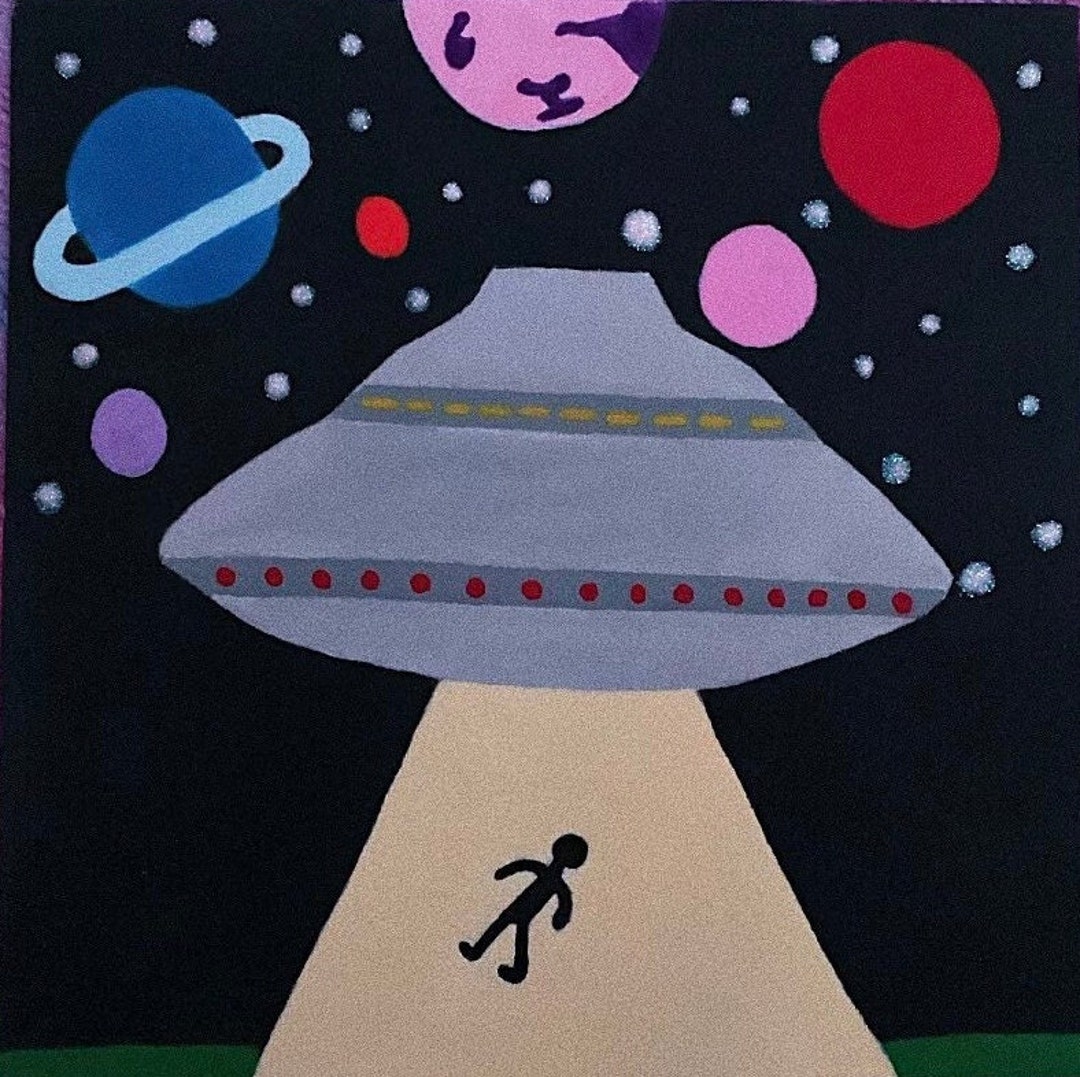 Alien Abduction Painting 8 X 8 Inches - Etsy