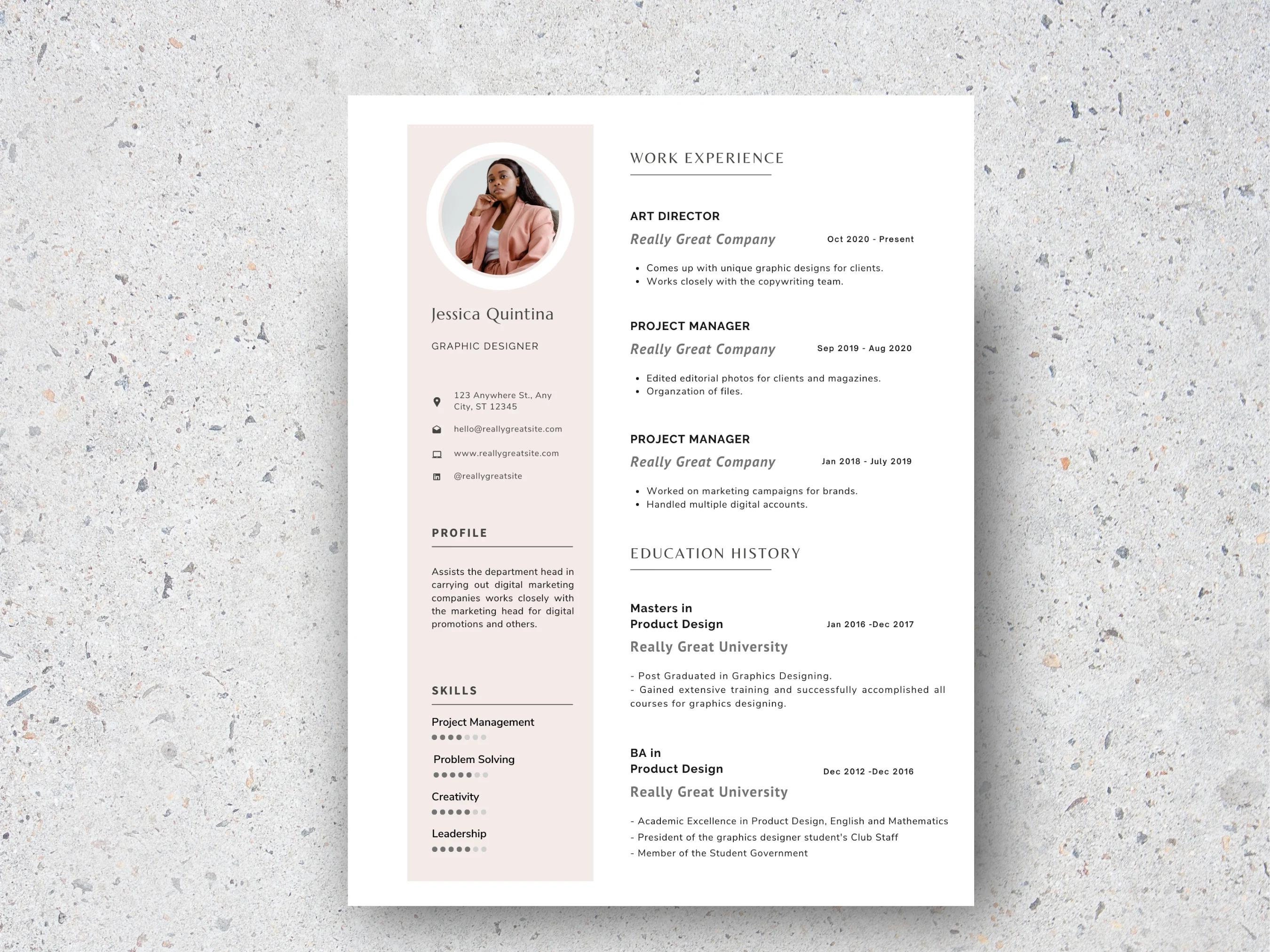 Editable Resume Template | Professional CV | Creative & Modern Design ...