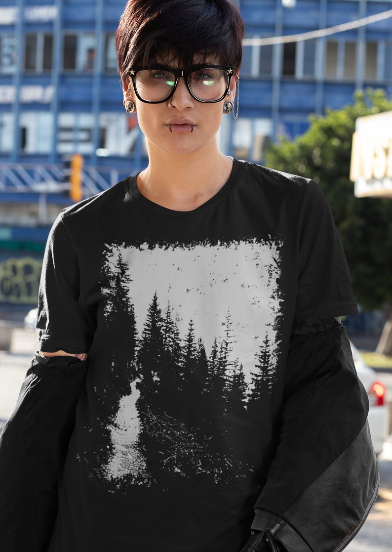 Mountain Pine Tree Forest T-shirt: Dark Forest Graphic Tee, Unisex - Etsy