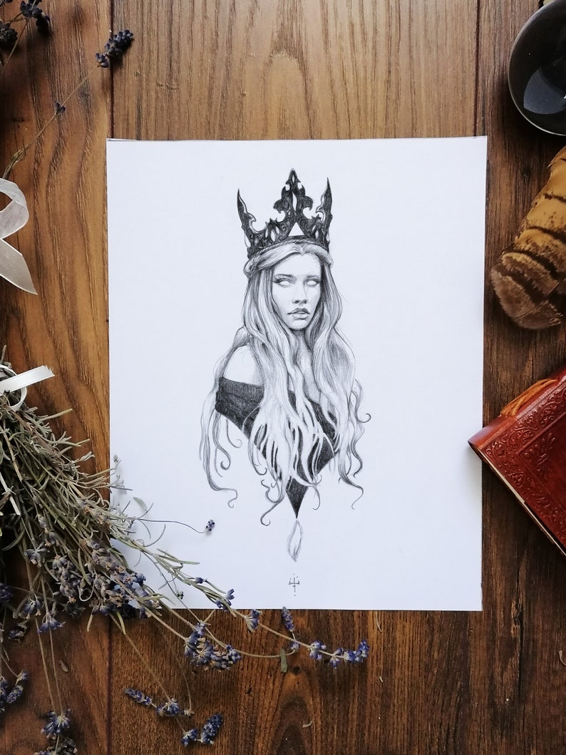 Brigid Print - Vesta Fine Art Print - Feuer Element Zeichnung - Grafite ...