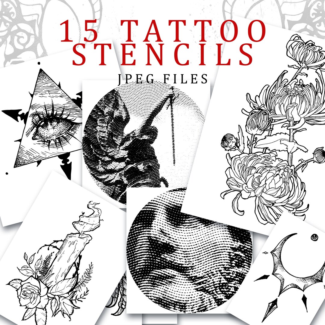 15 Original CLIPART DRAW Stencils Ready to Print / Floral Stamps ...