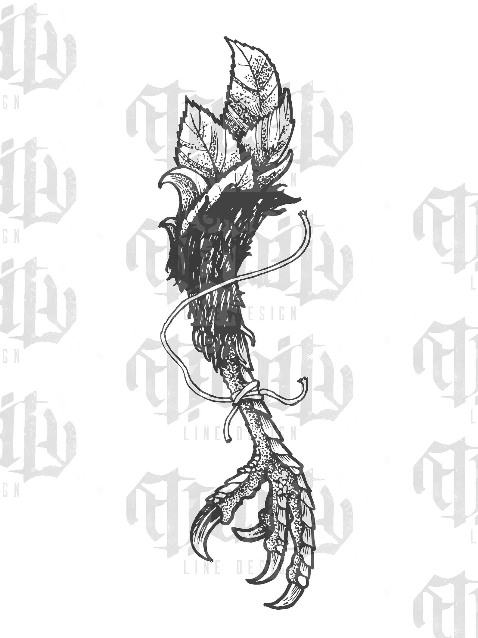 Raven Foot Tattoo/ Stencil Ready to Print / Crow Design /animal ...