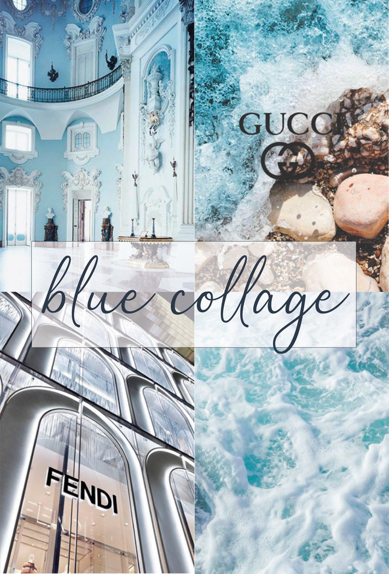 Boujee Blue Aesthetic Wall Collage Kit | Digital Download | 51 Pcs - Etsy