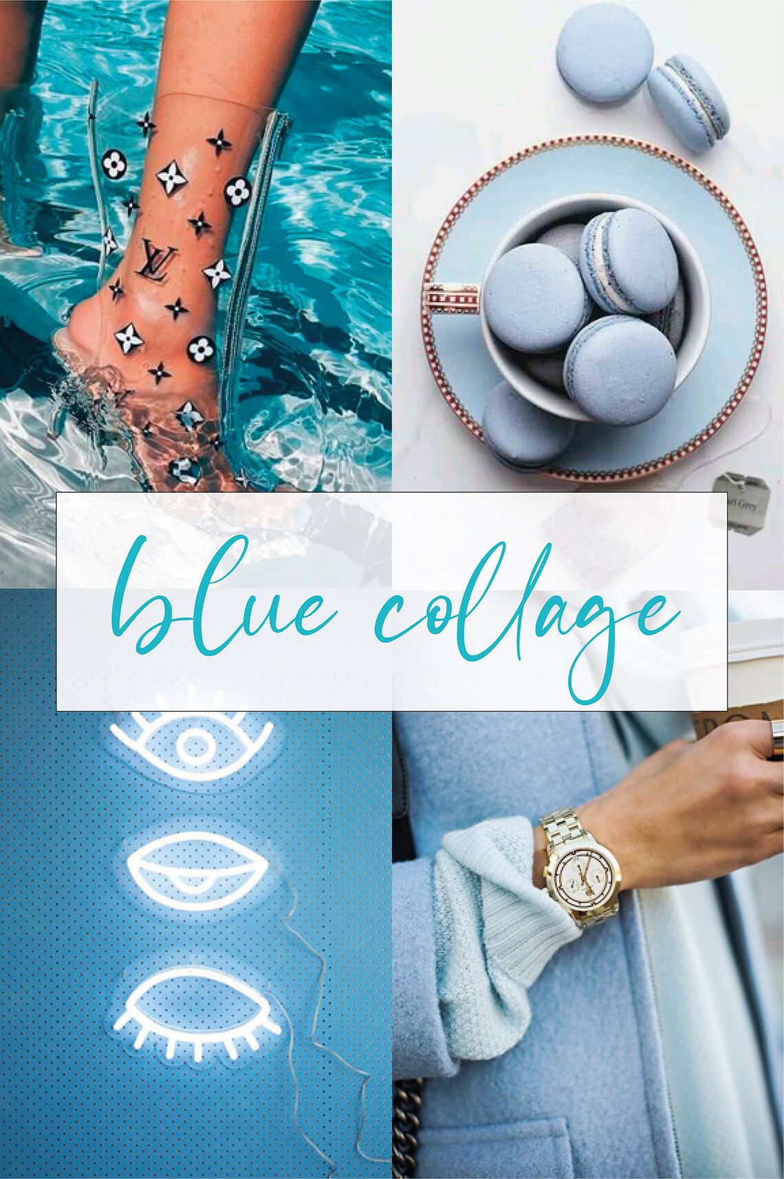 Boujee Blue Aesthetic Wall Collage Kit Digital Download 51 - Etsy