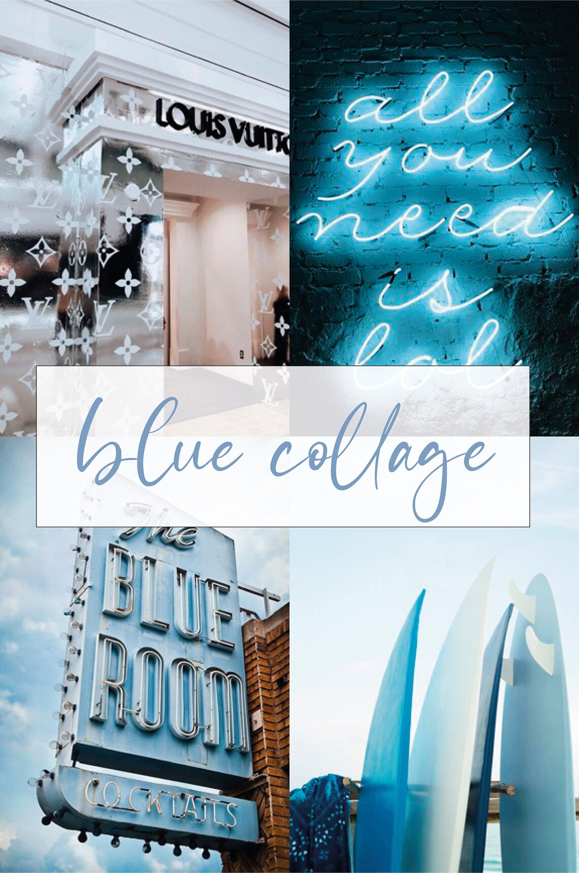 Boujee Blue Aesthetic Wall Collage Kit | Digital Download | 51 Pcs - Etsy
