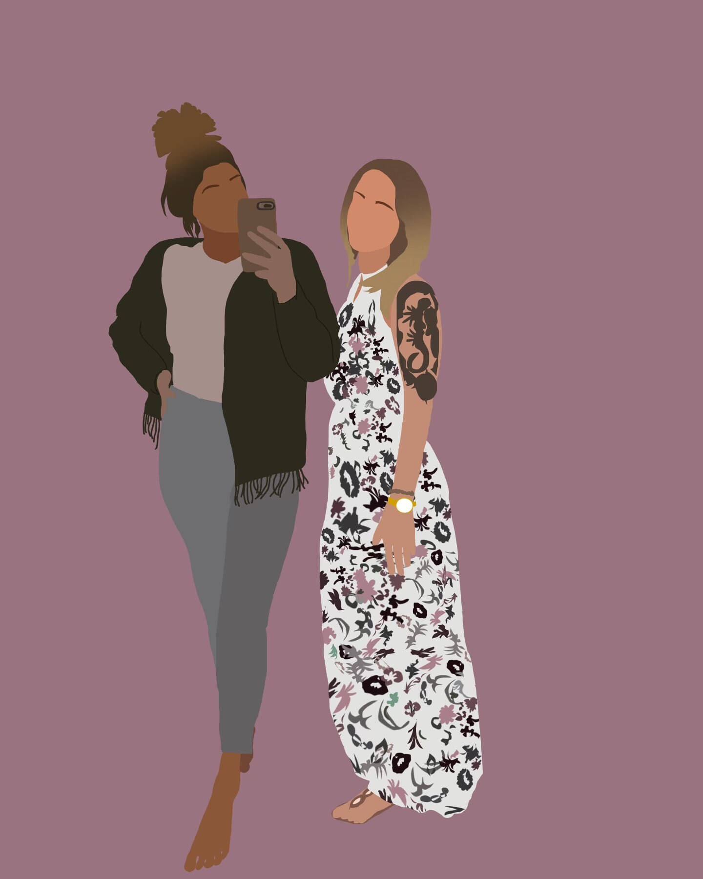 Custom Faceless Portraits; Portrait Drawing; Faceless Illustration ...