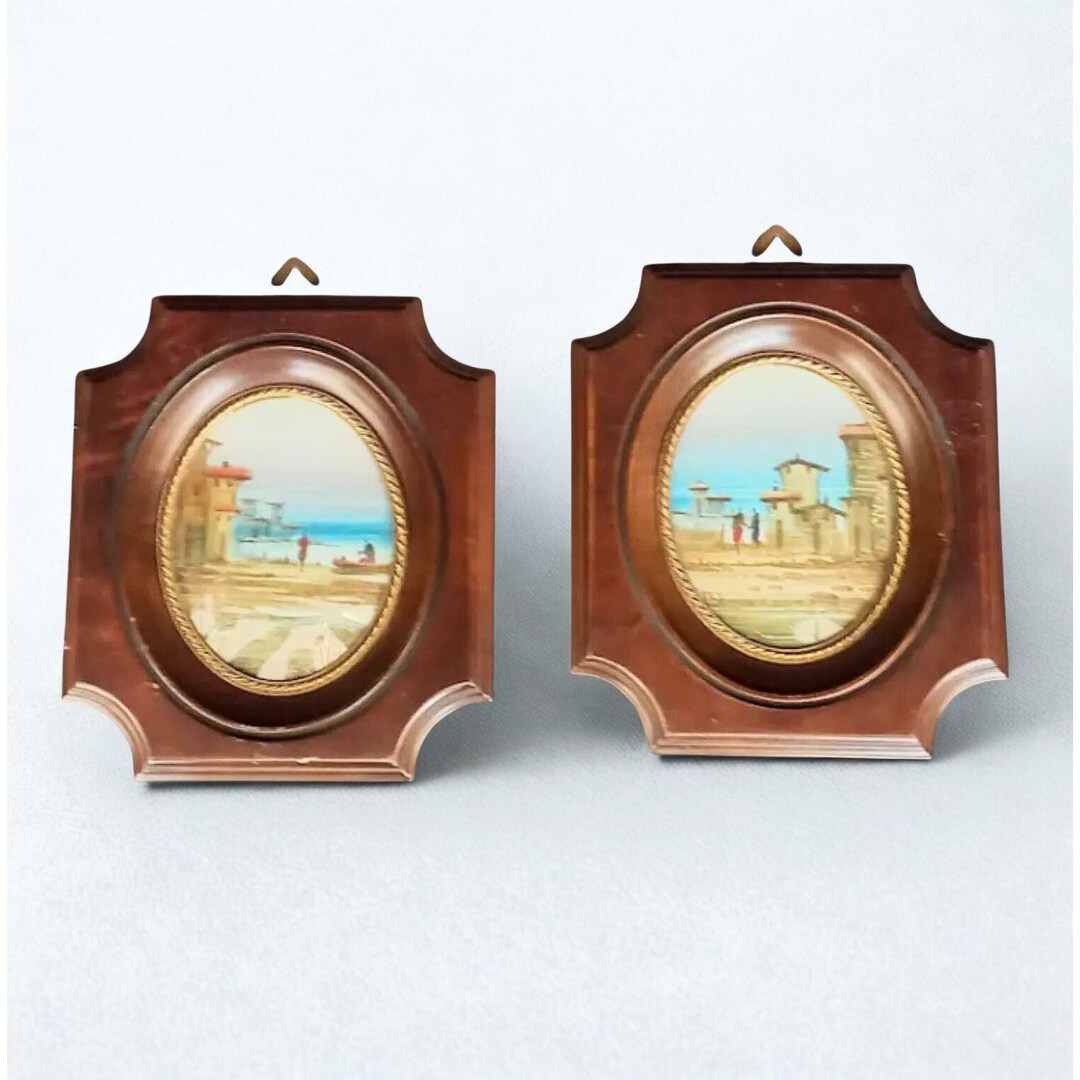 Oil Painting Pair Pair of Wooden Frames Double Oval Brass Frame Domed ...