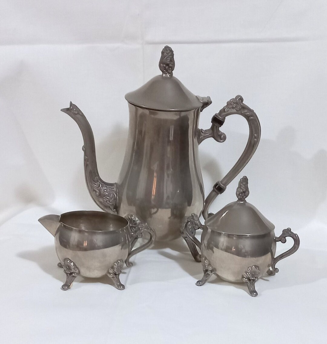 Italian Silverware Tea Set Silver Plated Coffee Pot Teapot Sugar Bowl ...