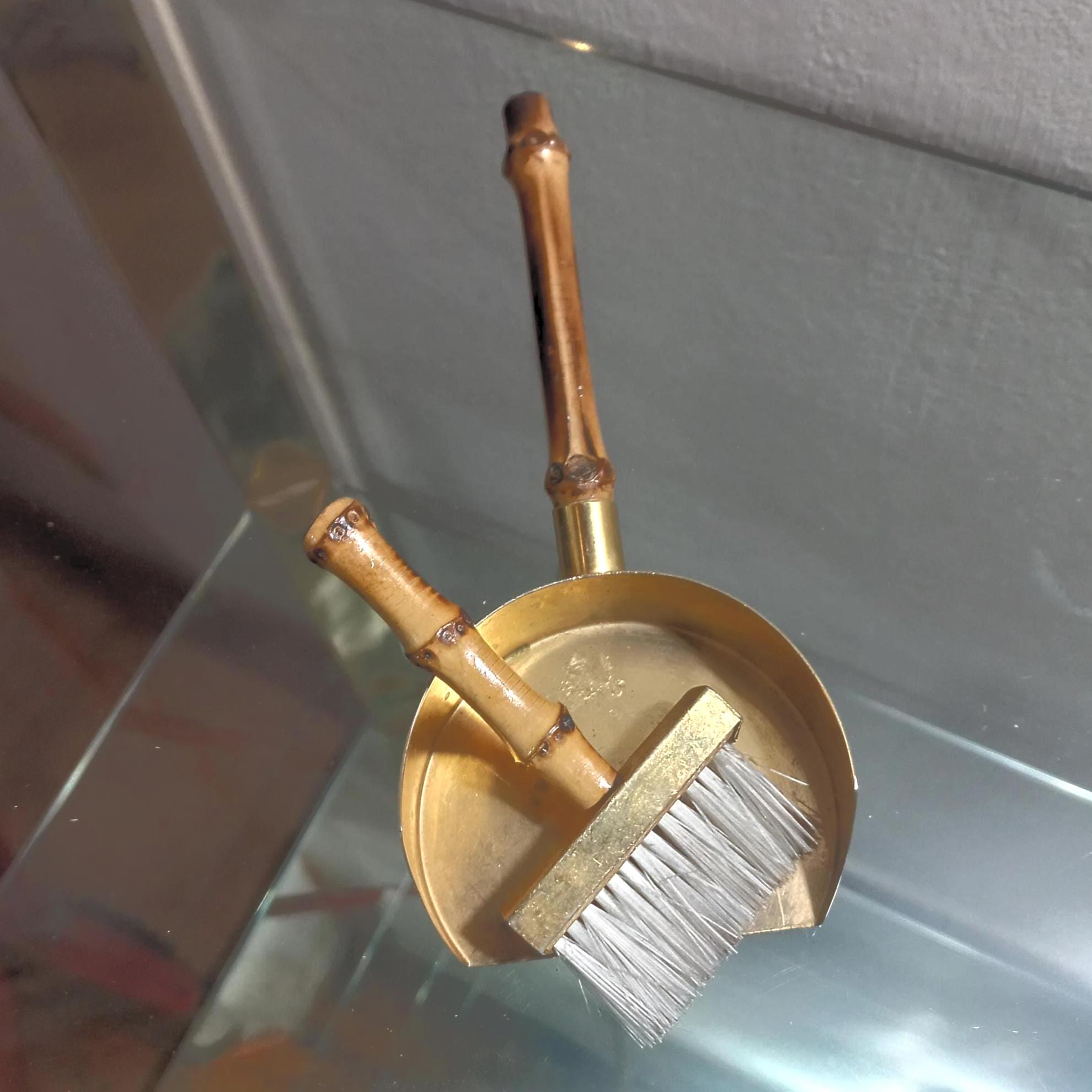 Old Brass Crumb Collector Bamboo Handle Vintage Broom and Dustpan Made ...