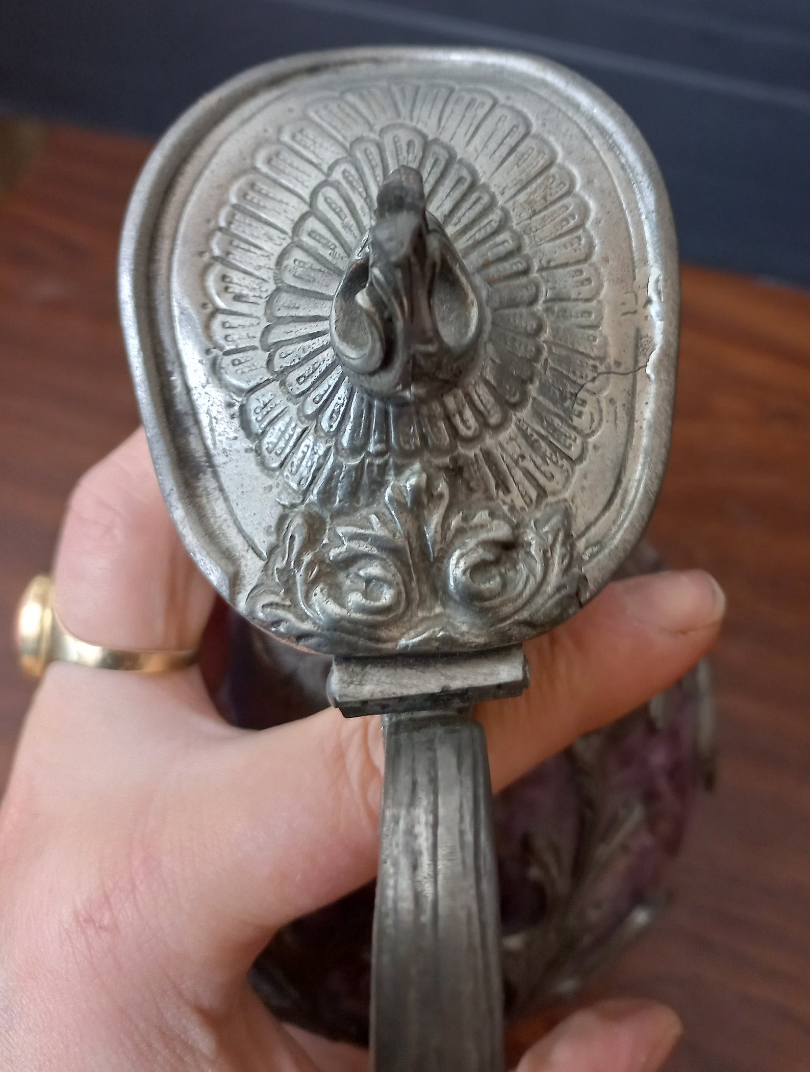 Rare Signed Old Blown Glass Jug With Pewter Structure Pitcher - Etsy