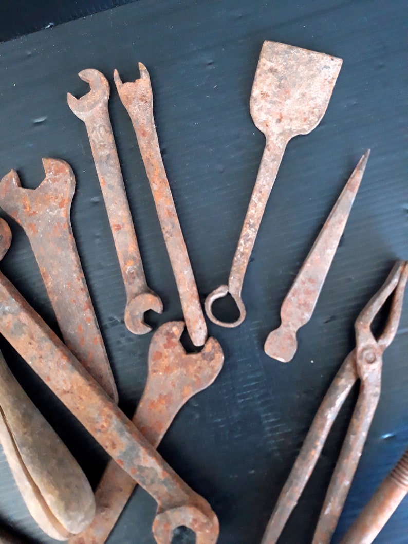 Rare Set 15 Pieces Antique Work Tools Very Rusty Pliers Keys Hammer ...