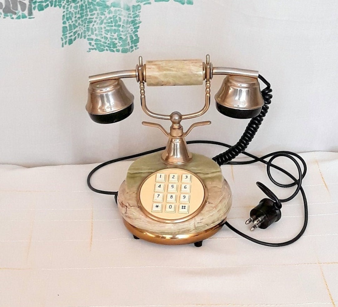 Rare Vintage Onyx Telephone With Keyboard Vintage Italy 1960s Gold ...