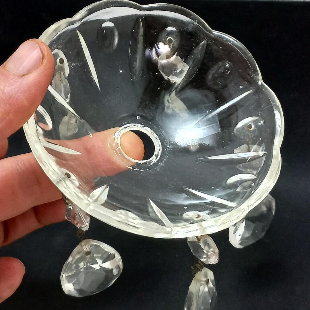 Vintage Italian 1950s Bobeche With 5 Drops Glass Chandelier Parts ...