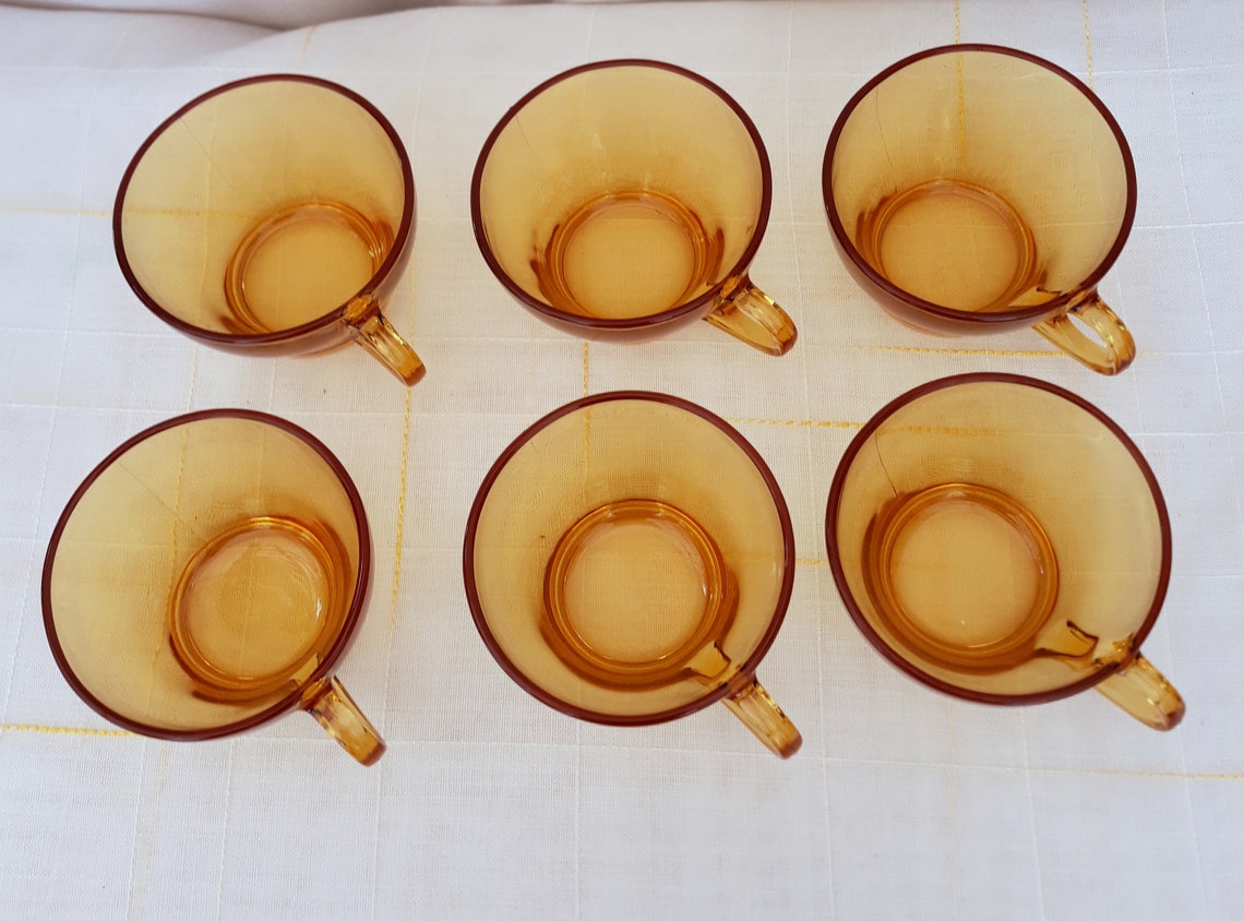 Tea Cups Cups Set 6 Pieces Caramel Glass Large Cups Tea | Etsy
